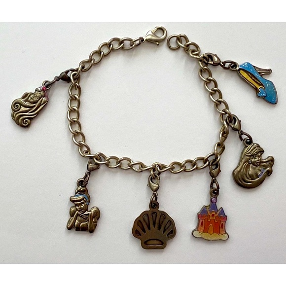 Disney | Accessories | Vintage Disney Princess Charm Bracelet 6 Charms ...